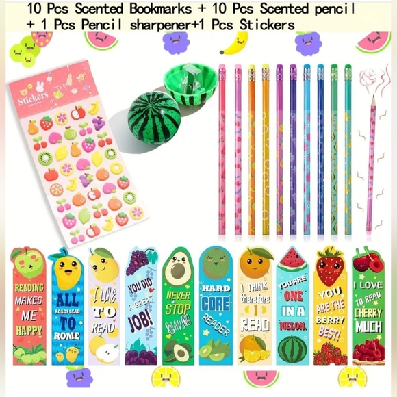 Other | 22 Piece Scented Pencils Bookmarks With Stickers | Poshmark